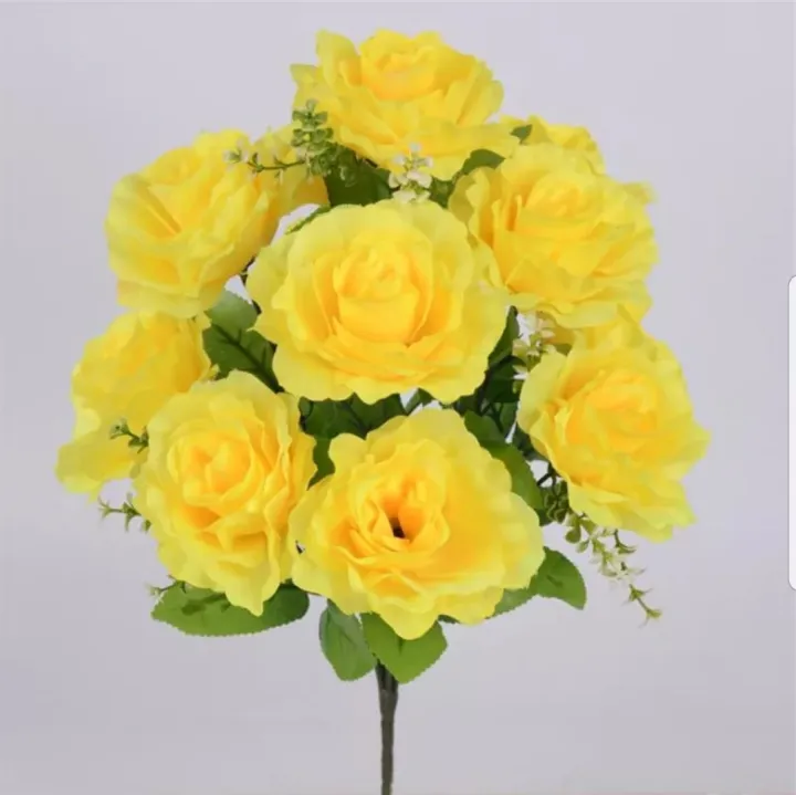 Artificial Yellow Rose Bunch | Premium Quality Silk Flower Decor for ...