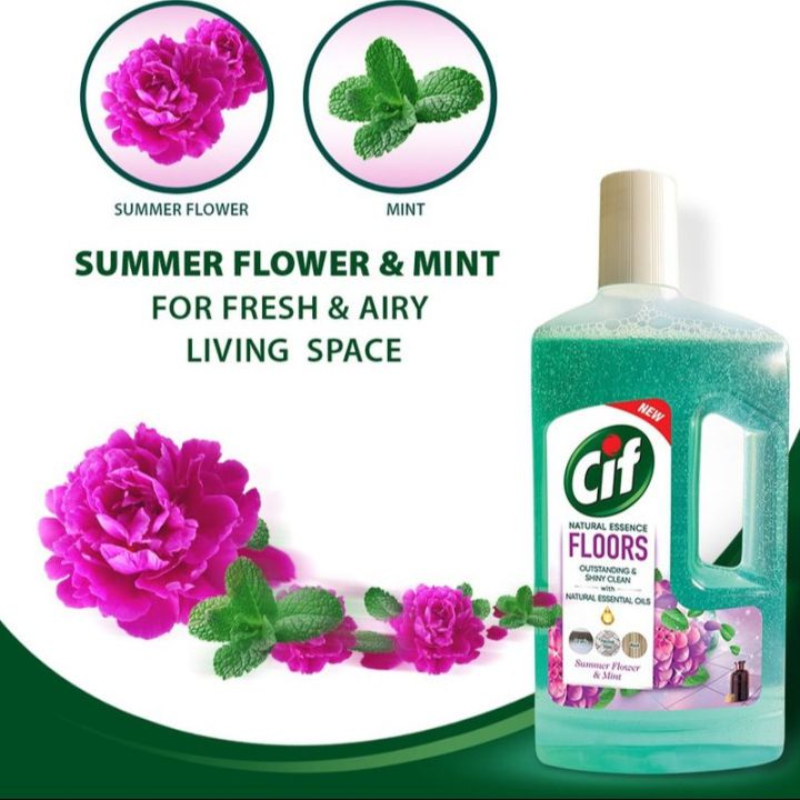 Cif Natural Essence Disinfectant Floor Cleaner | Summer Flower & Mint ...
