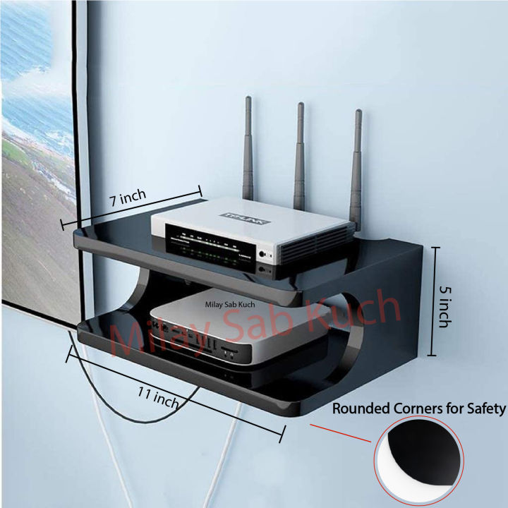2 Layers Wall Mounted Shelf For Wifi Router, Phone, Decorative Items ...