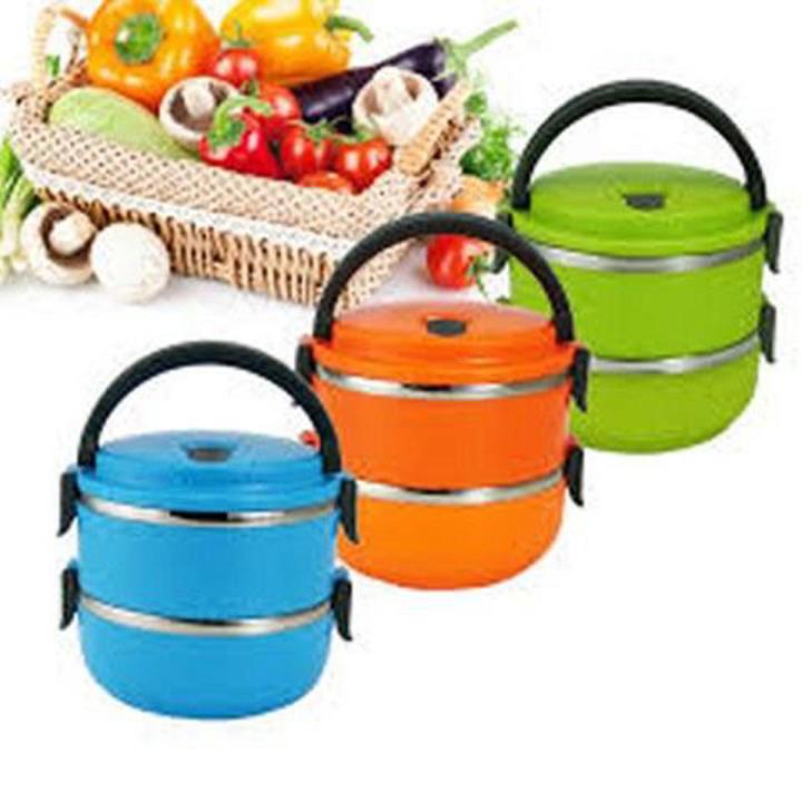 Stainless Steel Lunch Box - 2 Layers - Multi Colour By EverGreen Store ...