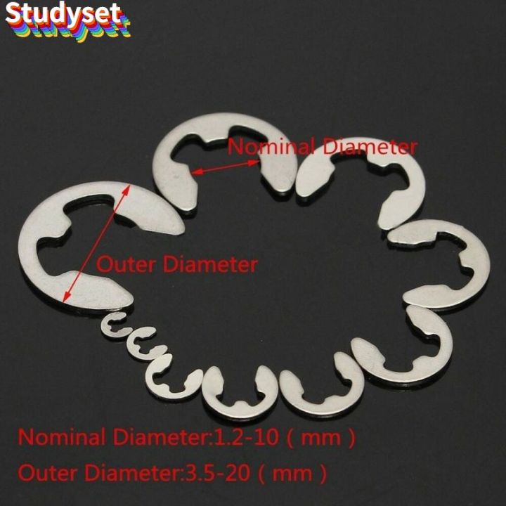 Studyset 120 Pcs/box 304 Stainless Steel Open Retaining Ring E-type ...