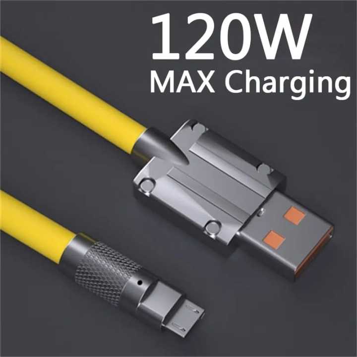 Universal 120W Liquid Silicon Fast Charging Data Cable Micro USB Type C ...