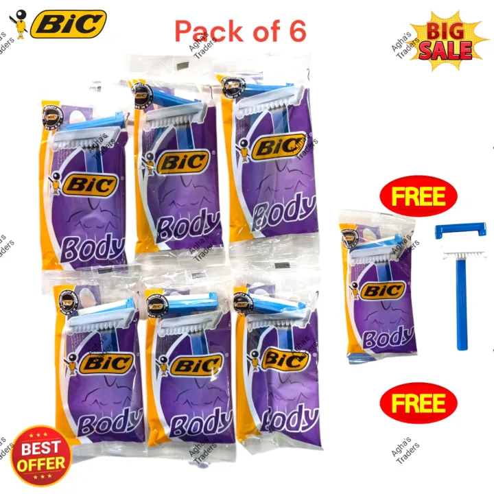 Original Made in E.U BIC Body Finest Sharp Quality Pack of 6 Razors ...