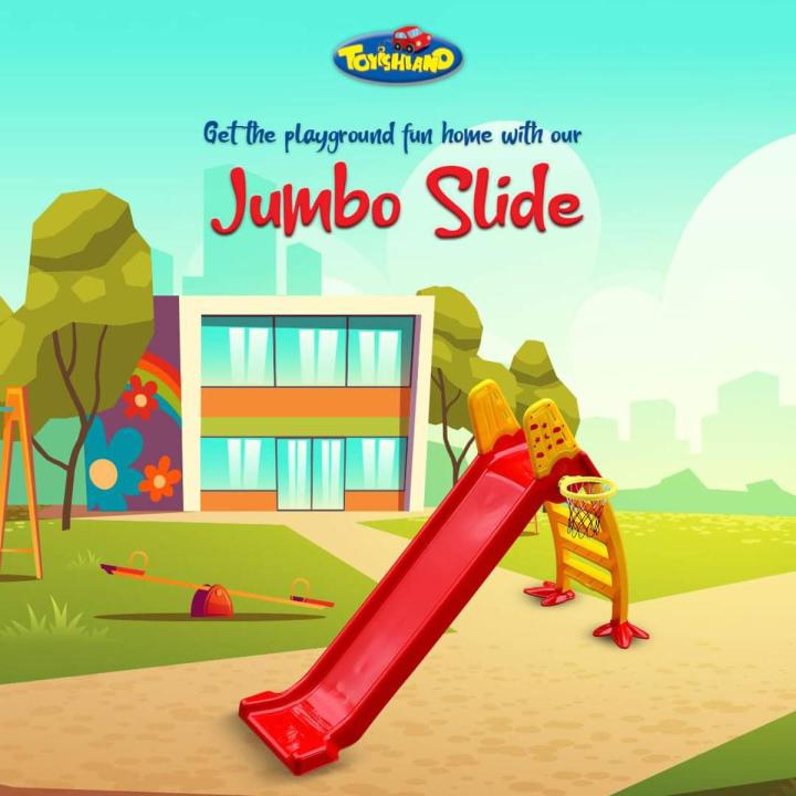 4 Step Kids Biggest Slop Slide with Basket Ball and Attached Net | Daraz.pk