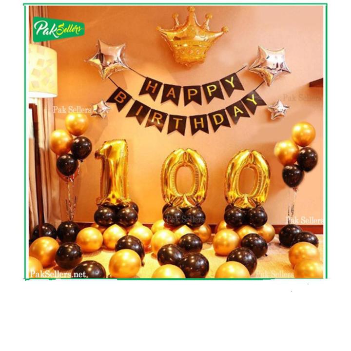 Golden & Black Color Combination Happy Birthday Theme For Birthday ...