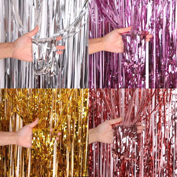Foil Curtain Fringe Premium Quality foil curtains backdrop décor (2 ...