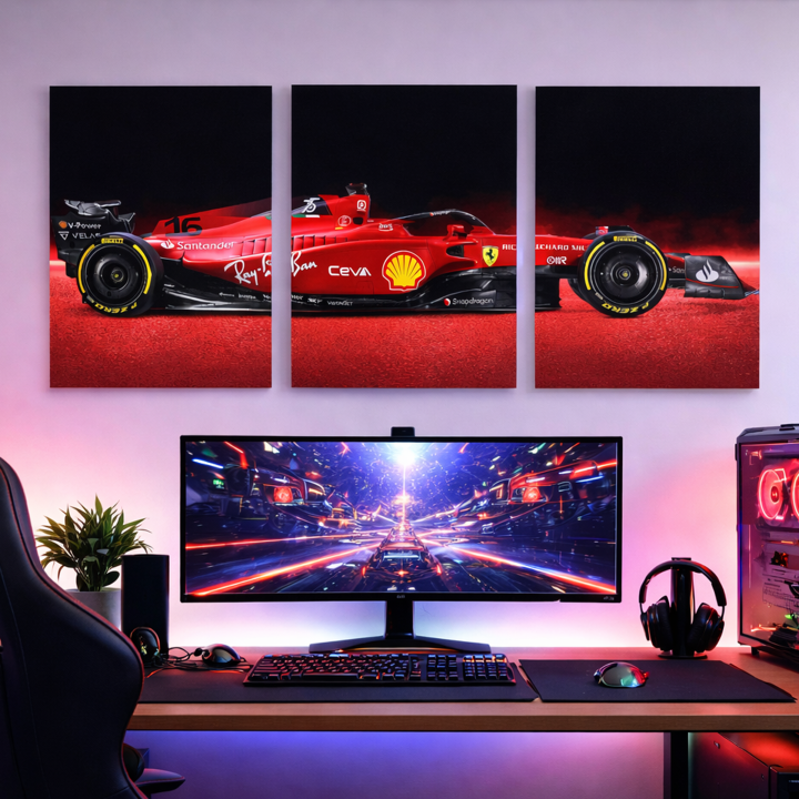 set of 3 sports cars ferrari formula one f1 car wooden frames for boys ...
