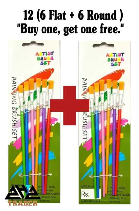 Artistic Paint Brush / Flat Brush / Imported Paint Brush (6 Pc Set ...