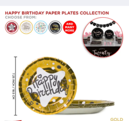 Happy Birthday Printed Disposable Serving Paper Plates Collection For ...
