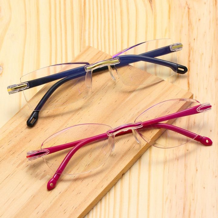 Stylish Eye Strain Spring Hinge Presbyopia Eyeglasses Rimless Reading ...