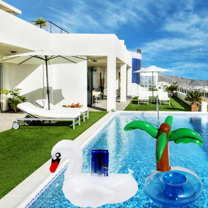 Mini Inflatable Swan Swimming Pool Floating Toy Beverage Floating Cup ...