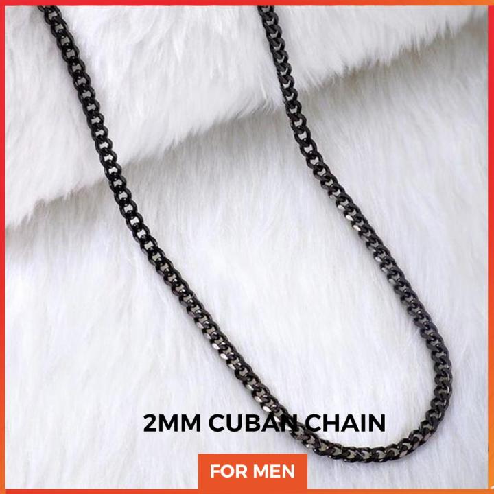 Black Italian Thin Cuban Chain For Men/Boys Neck | Daraz.pk