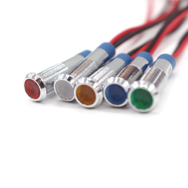 1pc Led Metal Indicator 6mm Waterproof Lamp Lights 12v 24v 220v Volts ...