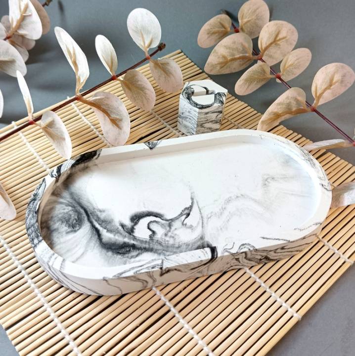 Marble texture Cement tray- Cement jewelry tray. Storage tray, Handmade ...