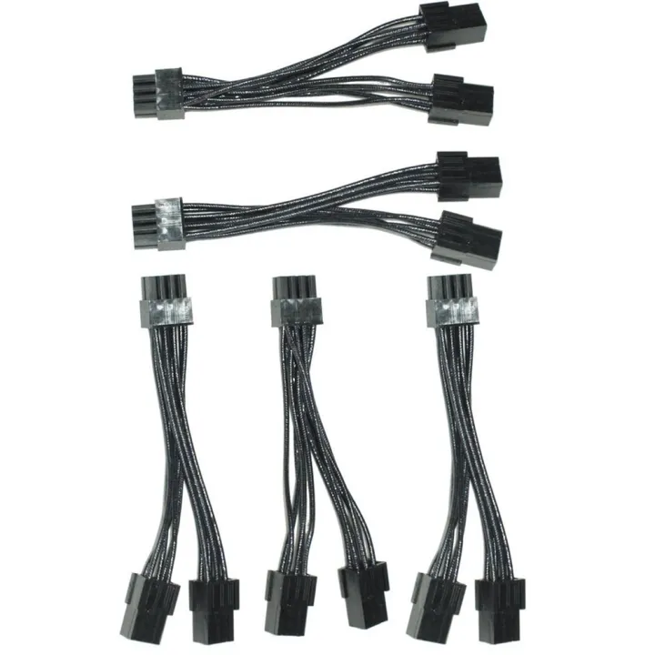 5Pcs Dual 6 Pin Female to 8 Pin Male PCI Express Power Cable Adapter ...