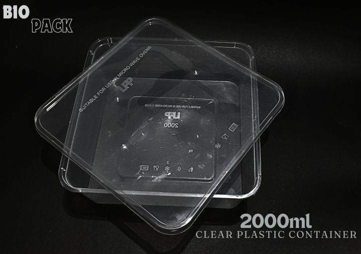 Pack of 10 Disposable 2000ml Plastic Food Storage Containers with ...