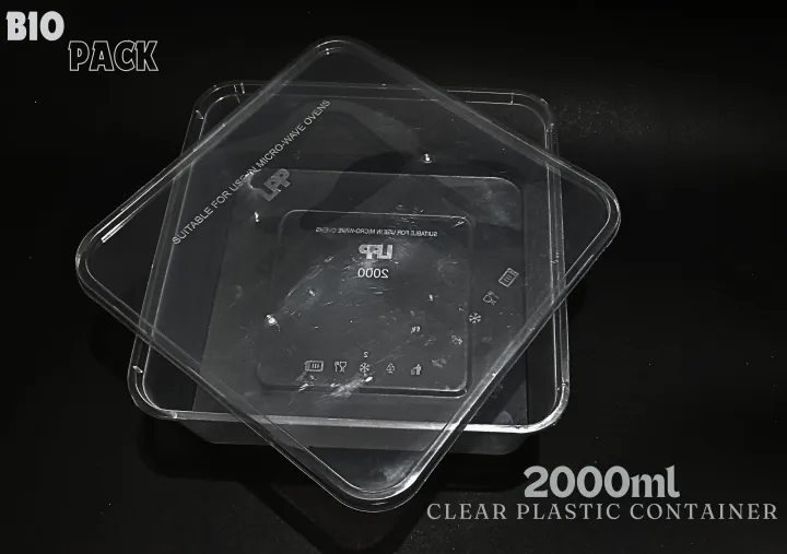 Pack of 10 Disposable 2000ml Plastic Food Storage Containers with ...