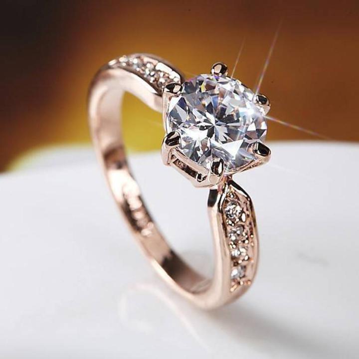Women Opening Adjustable Zircon Couple Ring Diamond Gold Wedding Rings ...