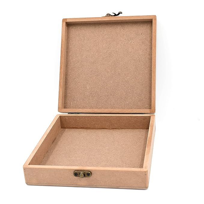 MDF Box - Square Wood Box DIY Craft Materials - Plain MDF Blank Square ...