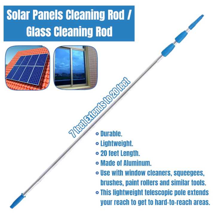 20 Feet Solar Panels Cleaning Rod / Glass Cleaning Rod 7 - 20 Foot ...