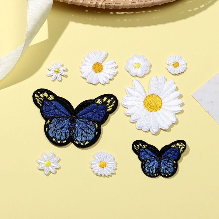 Clothes Sticker Fabric Mix Small Daisy Embroidery Patch Butterfly Iron ...