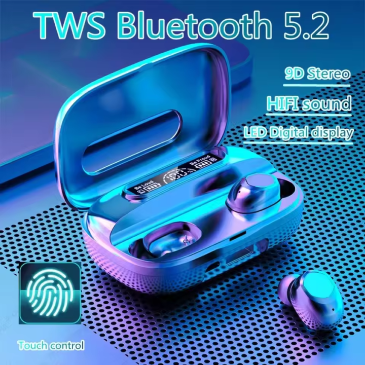 M9 TWS Wireless Bluetooth 5.2 Headset Power Display HIFI Stereo Sound ...