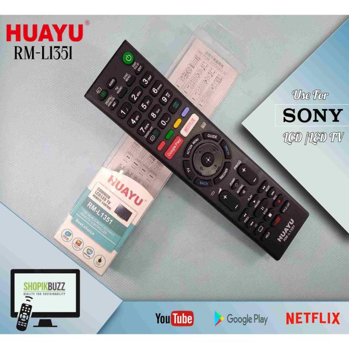 SONY Smart Android LCD & LED TV Remote Control with NETFLX & Google Play Button Huayu RM-L1351 ...