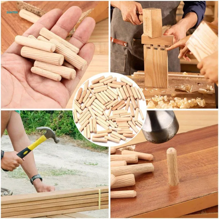 90x Wooden Dowel Pins Assortment Wood Dowel Rods for Cabinet Connecting ...
