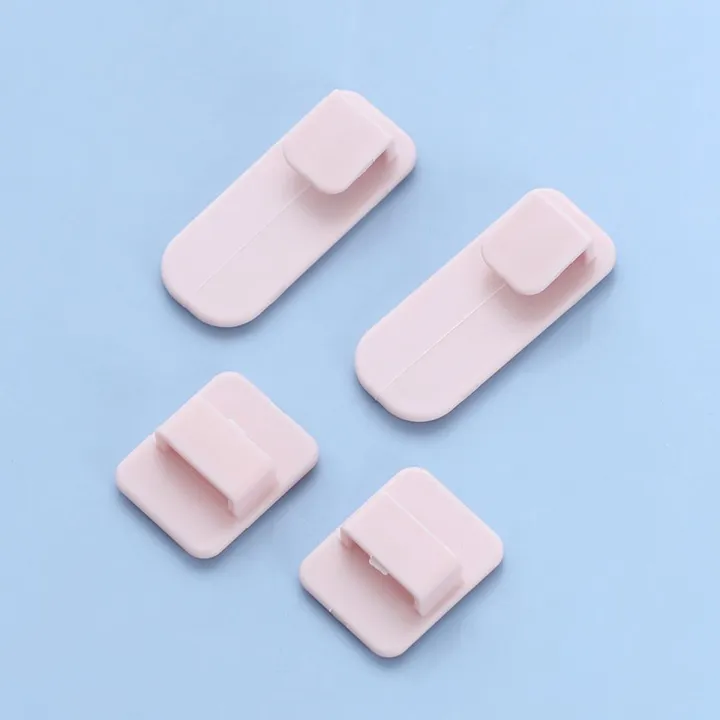 4Pcs/Set Sticky Hook Plastic Adhesive Tape Hanger Remote Control Holder ...