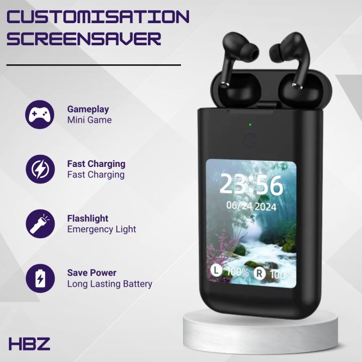 HBZ 2-in-1 Earbuds & Power Bank - Air Pods - ENC/ANC Wireless Earbuds ...
