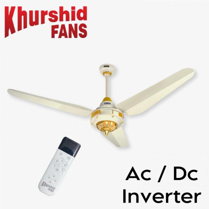 Khurshid AC/DC Inverter Hybrid Ceiling Fan AC DC Hybrid Fan with Remote Control 56' Blade Size ...