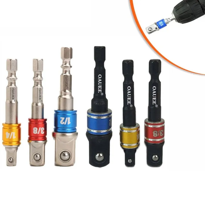 /2 3/8 /4 Size Converter Drill Socket Adapter Sleeve Extension With Hex ...