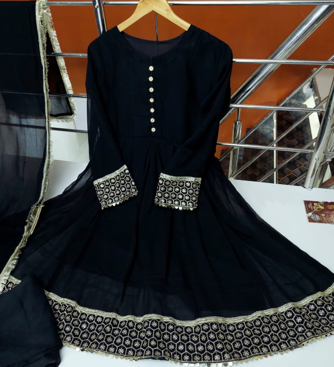 Elegant Embroidered Frock for Women 3-Piece - Party Wear Frocks for ...
