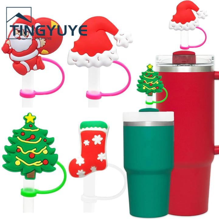 Straw Covers Fun Festive Christmas Straw Toppers Set of 4 Unique Design ...
