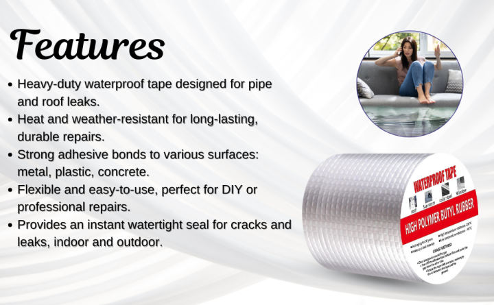 Leakage Repair Waterproof Tape for Pipe Leakage, Roof Water Leakage ...