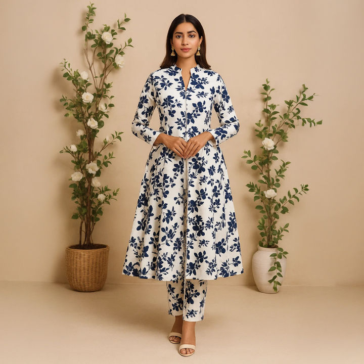 Stylish Collection Trendy Unstitched Cotton Flower Printed 2pc Dress For Women and Young Girls ...