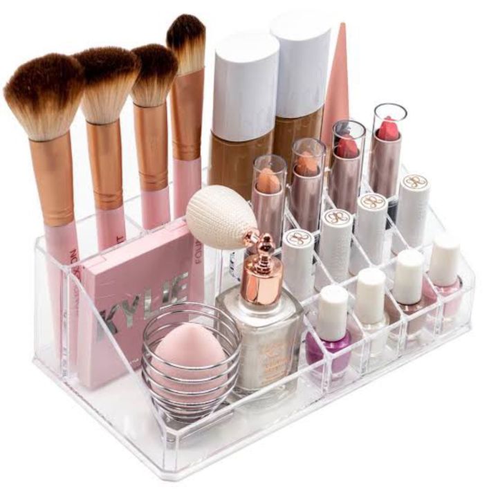 Acrylic Makeup Organizer Stand and Brush Holder Lipstick Organizer Tray ...