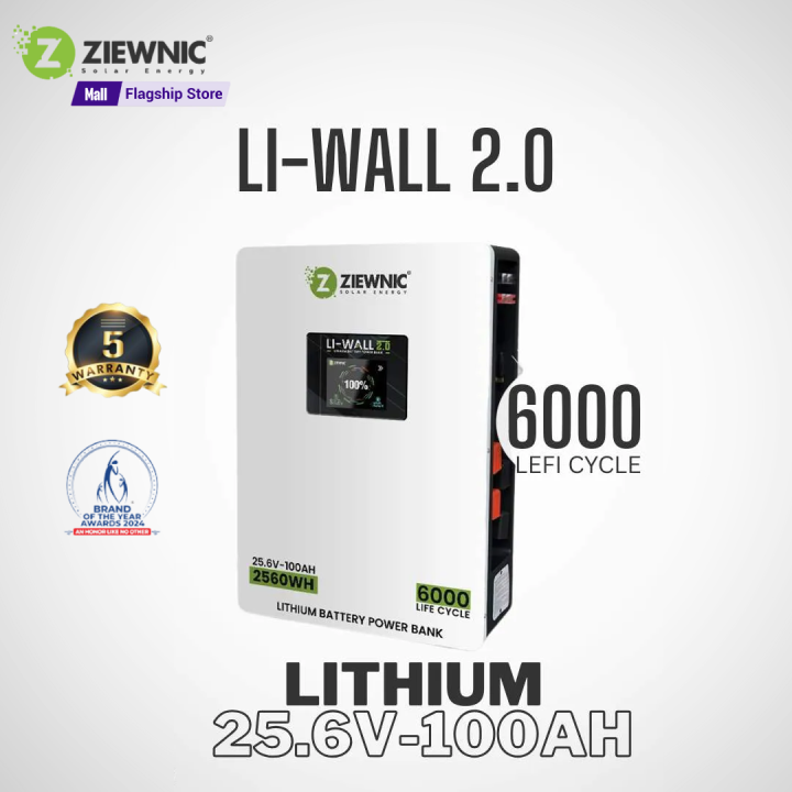 Ziewnic Li Wall2.0 Lithium Battery 24V 100 Ah 6 Year Warranty By Ziewnic Solar Energy Official ...