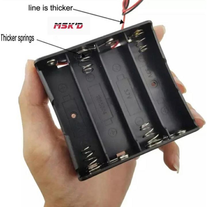 4x 18650 14.8V Battery Holder Box Case+Leads+Spring 4 cell holder ...