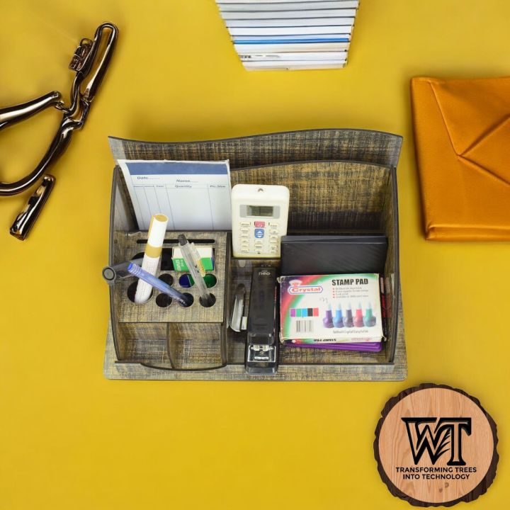 WoodTroniks DIY Office Table Organizer: Multi-Compartment Desk ...