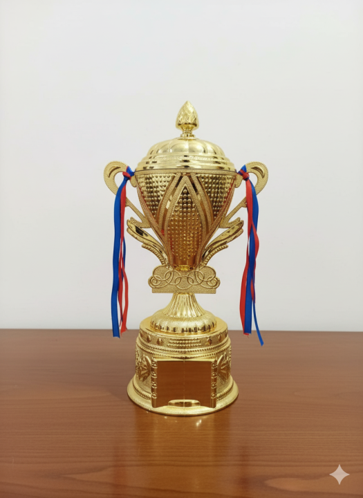 Premium Gold Championship Trophy Cup with Lid and Handles – Elegant ...