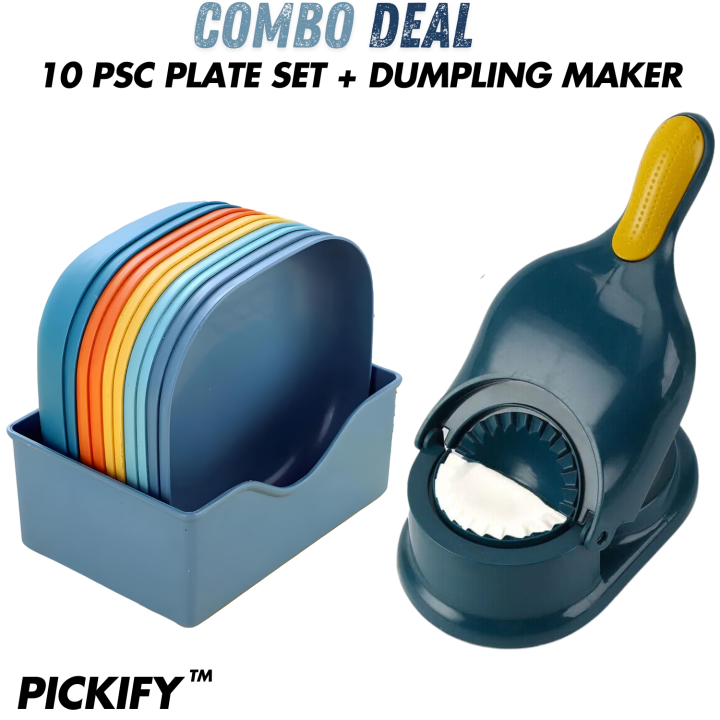 Combo Deal 10Pcs Square Plastic Plates with Stand + 2-in-1 Manual ...