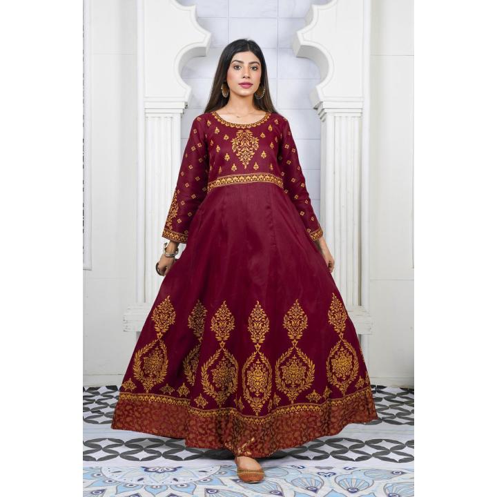 Raas Pret Presenting Block Print Heavy Border Frock With Trouser In ...