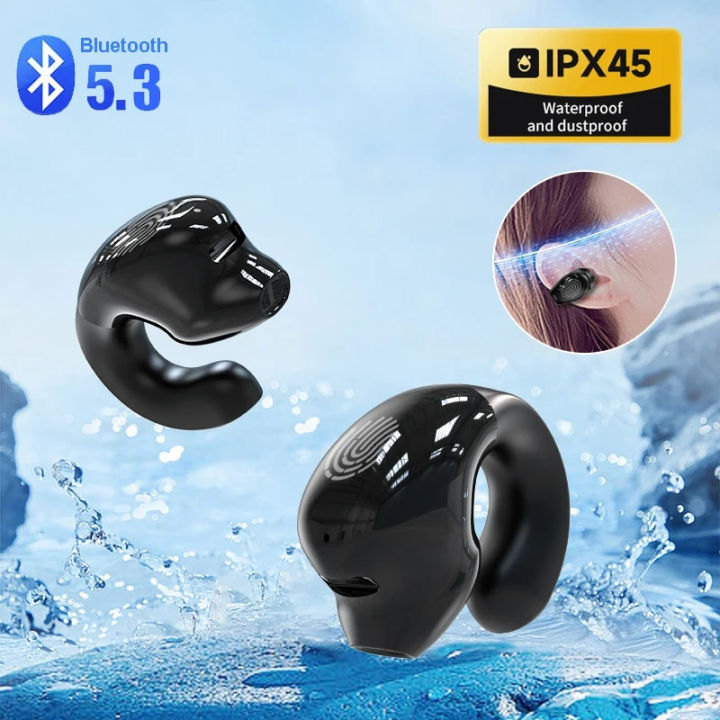 Single in-Ear Clip on Headphones TWS Bluetooth 5.3 Earphone Wireless ...