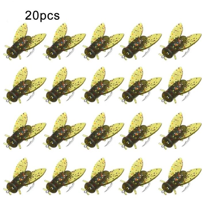 20PCS New PVC Bionic Fly Fishing Bait 5 Colors Fly Fishing Hook Trout ...