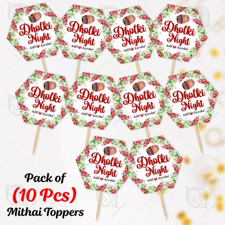 CUSTOMIZED Dholki Night Mithai Cupcake Toppers Pack of 10, Best ...
