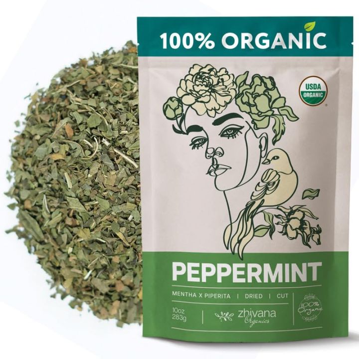 Organic Peppermint Tea Loose Leaf (100gm.) - Dried Mint Tea for ...