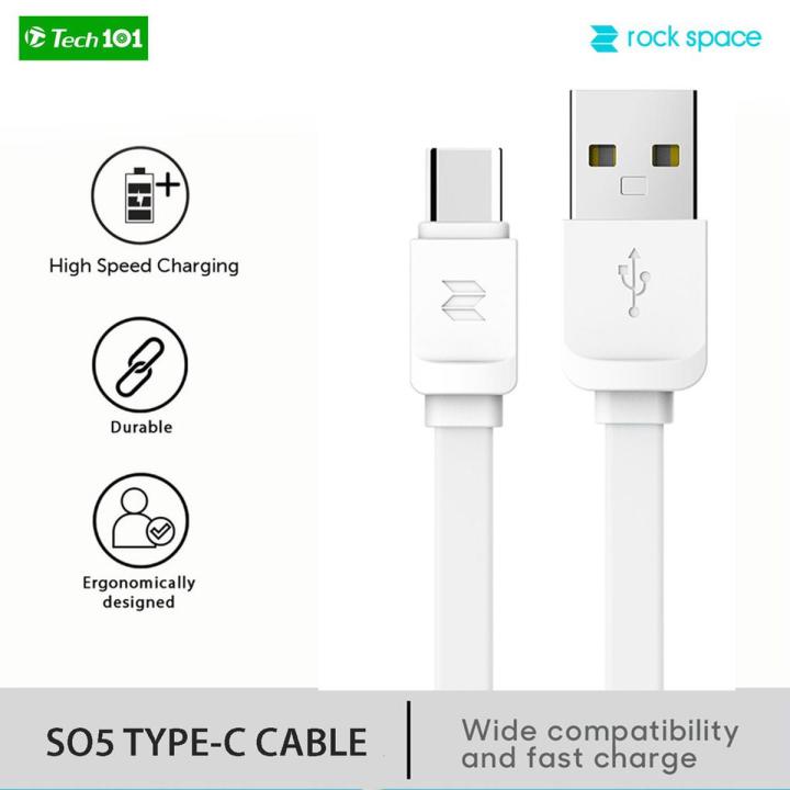 ROCK Space Lightning/Type C/Micro Flat cable(White) | Daraz.pk
