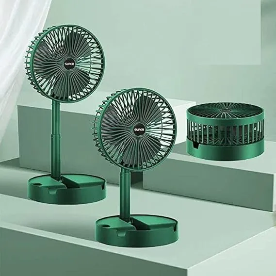 Portable Rechargeable USB Table Fan-Foldable, Silent, 3-Speed ...