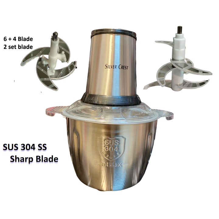 Silver Crest Electric Meat Grinder chopper 3 Liters Stainless steel sharp Cutting blades ...